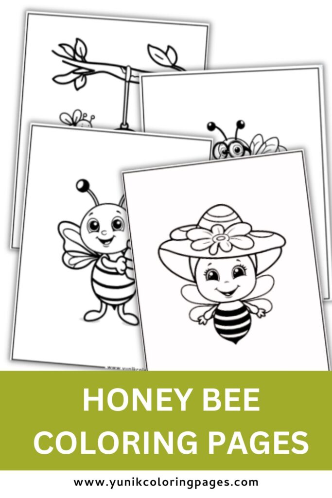 Honey Bee Coloring Pages for Kids (Downloadable PDFs) - Yunik Coloring ...